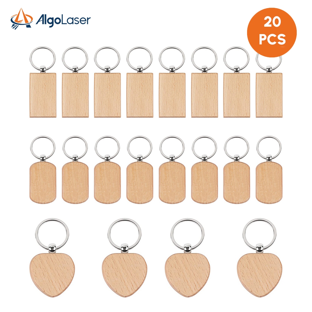 Wooden Keychain 20 pcs Set For Laser Engraving (NO Customized Included ...