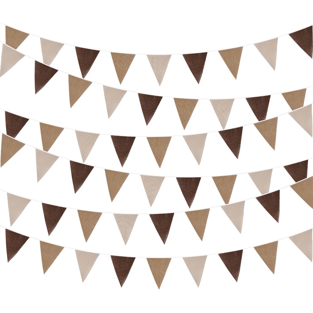 Wild Green Linen Banner 12 Flag Coffee Burlap Bunting Vintage Triangle ...