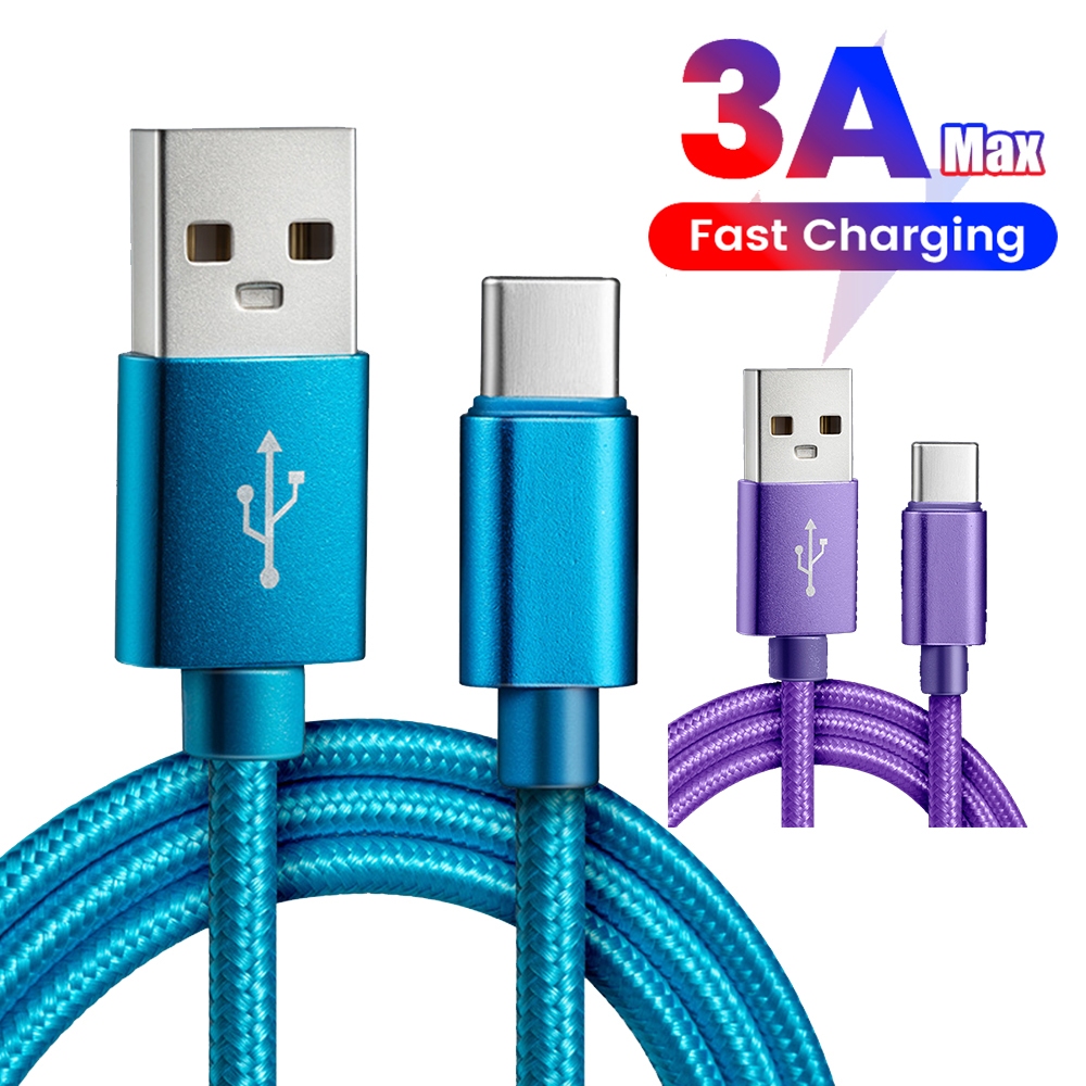 Twitch 1M 2M 3M Colorful Nylon Braided 3A Fast Charging Type C Cable ...
