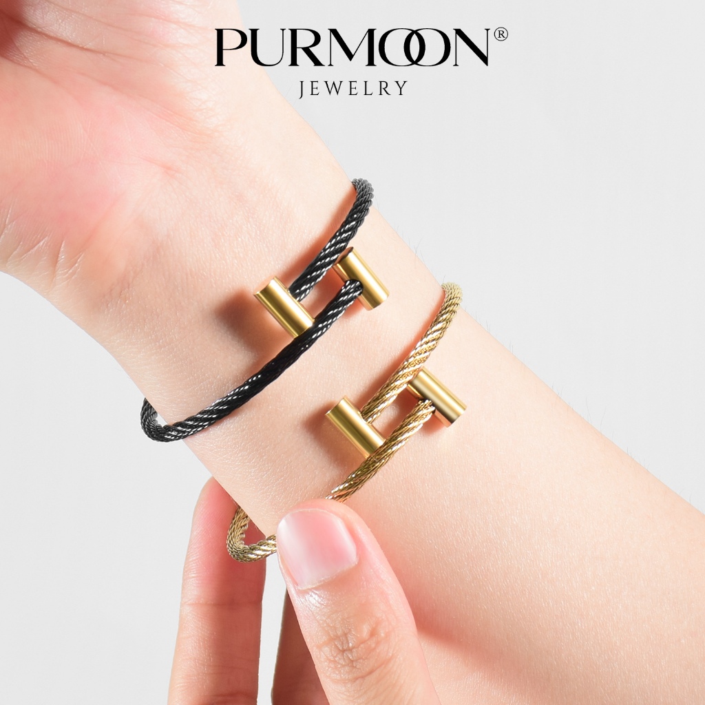 Purmoon Stainless steel wire braided bracelet Five-color cable wire ...