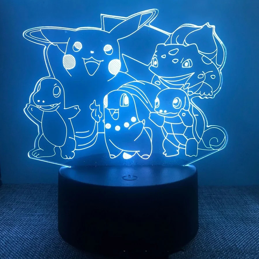 Pokemones Pikachu Charizard Anime Figures 3D Led Night Light Changing ...