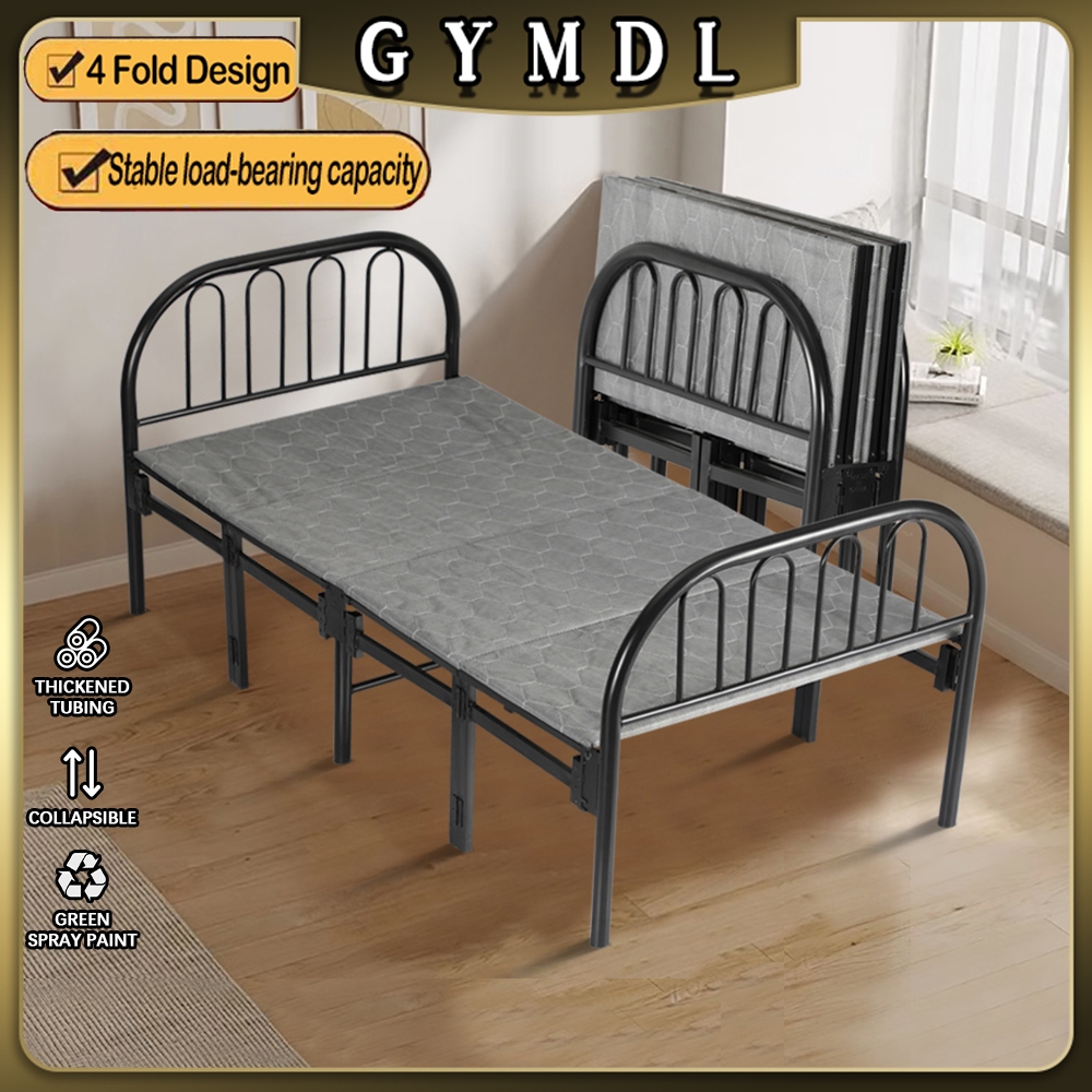 Portable Folding Bed 90/100/120CM 4 Fold Style Foldable Bed Double ...