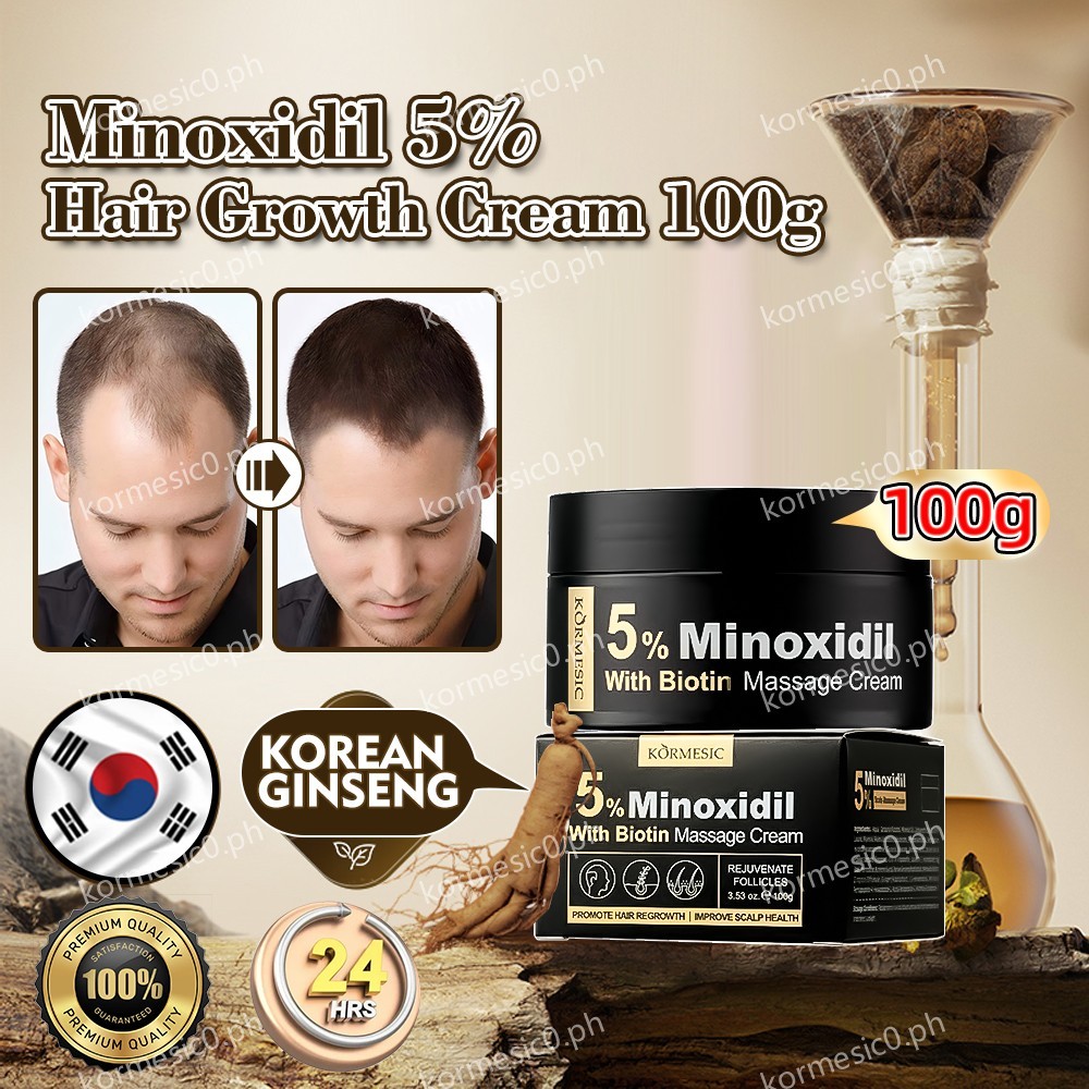 Minoxidil 5% Hair Grower with Biotin Leave-In Massage Cream 100g Hair ...