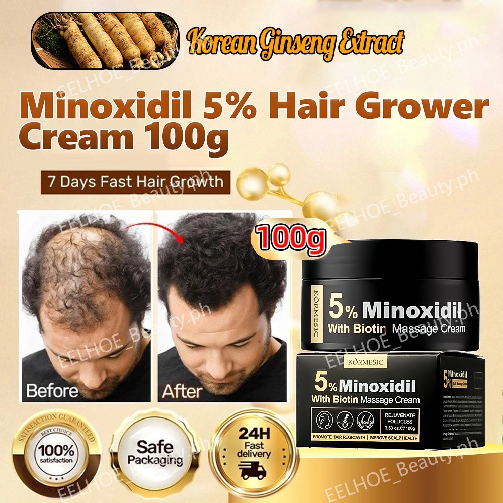 Minoxidil 5% Hair Grower with Biotin Massage Cream 100g hair Loss ...