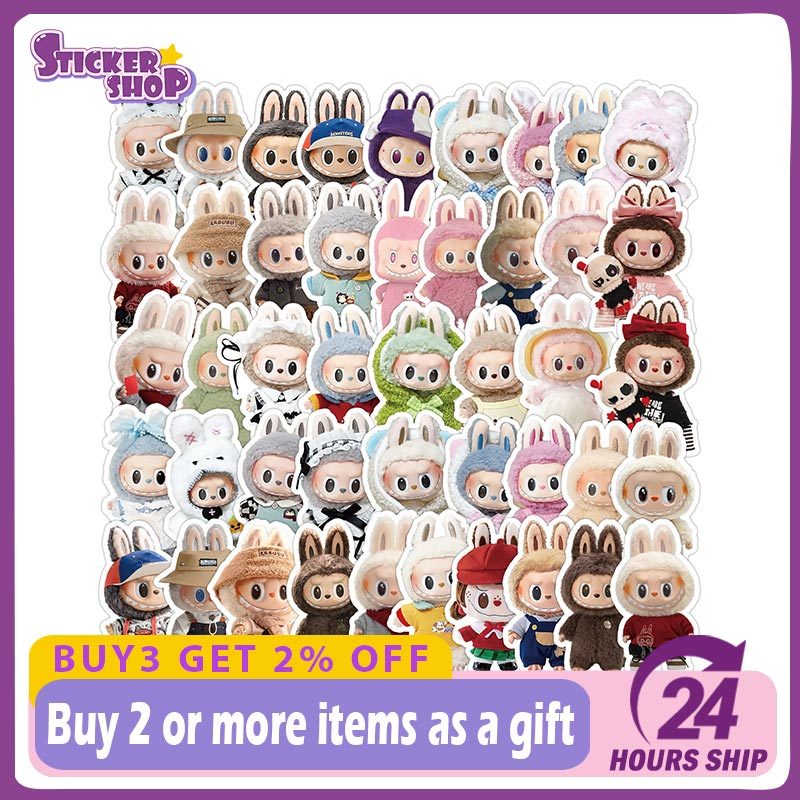 50Pcs Anime Labubu Monster Cartoon Waterproof Sticker Water Bottle ...