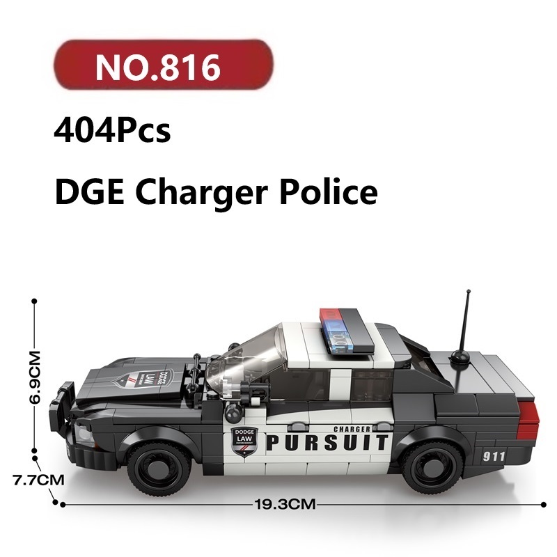 DGE Charger Police Cars Building Blocks 404 Pcs Reobrix Car Bricks Toy ...