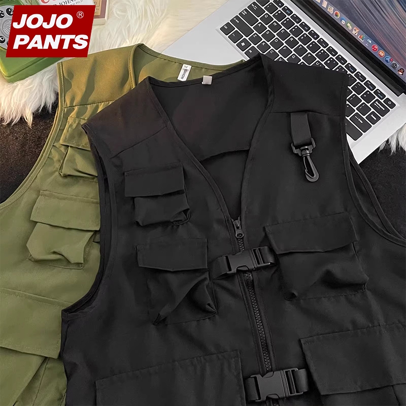 JOJO Man in Fashion Vest Sleeveless Climbing Jacket Hiking Fishing Vest Photographer Waistcoat ...
