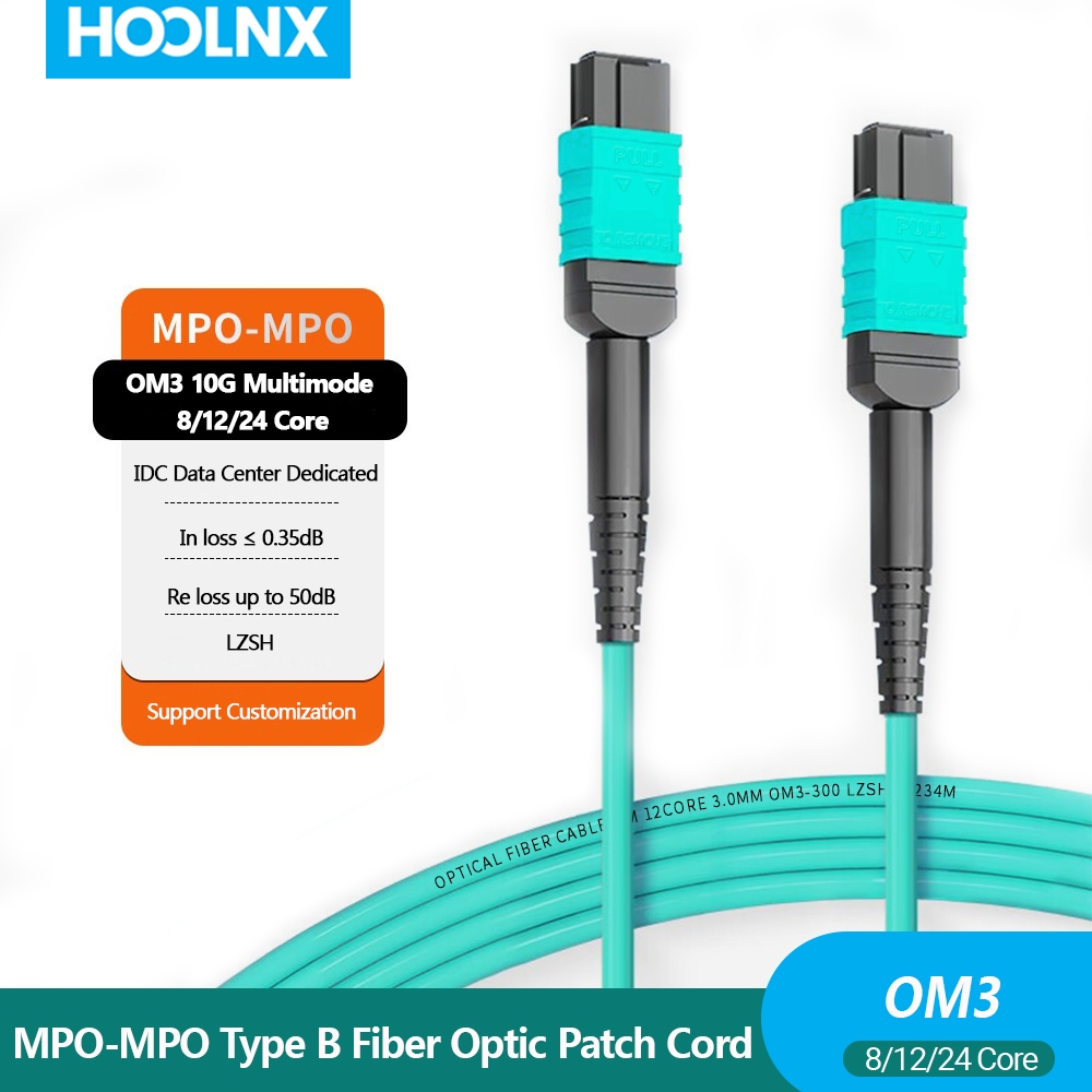 HOOLNX OM3 MPO (Female) To MPO (Female) Type B Polarity Fiber Patch ...