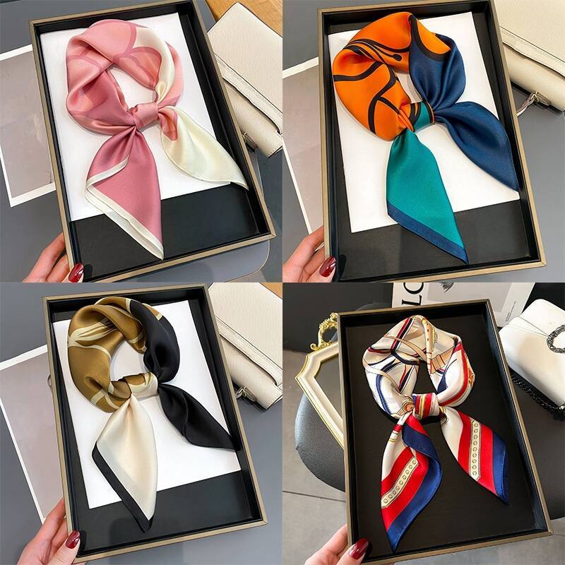 70cm Silk Scarf Luxury Fashionable Small Square Scarves Print Shawl ...