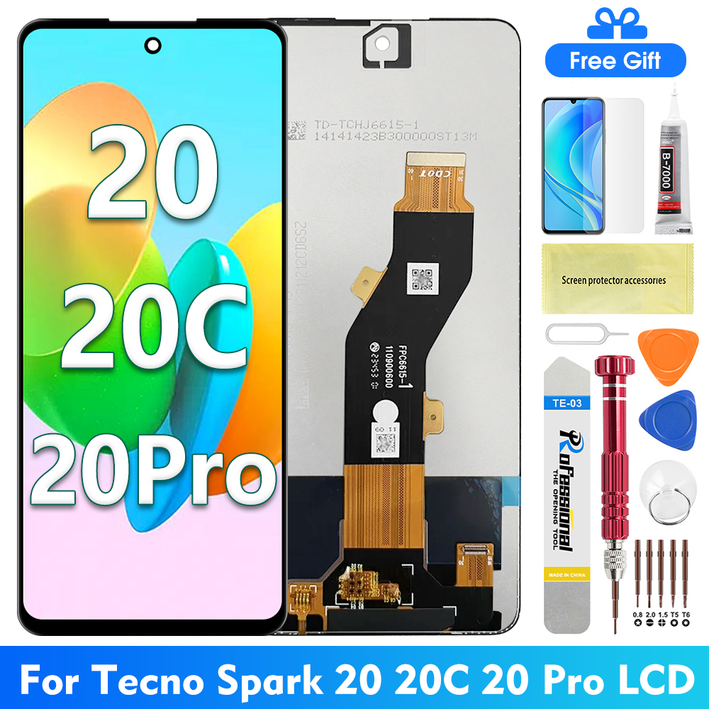 For Tecno Spark 20 20C 20 Pro LCD KJ5 BG7n KJ6 Display Digitizer Touch Screen Assembly | Shopee ...