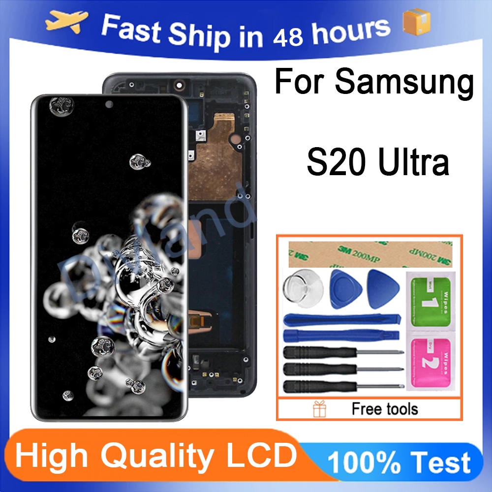 Original AMOLED OLED TFT Samsung Galaxy S20 Ultra 4G 5G LCD Display Touch Screen With Frame ...