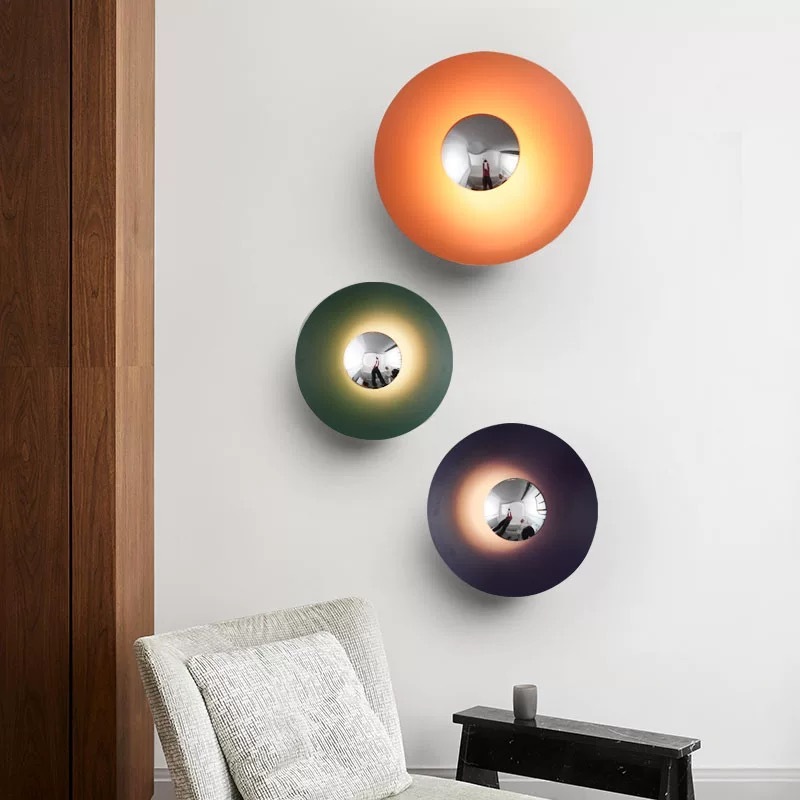 Nordic Round Flying Saucer Color Wall Light Bedroom Bedside Sconce Led ...