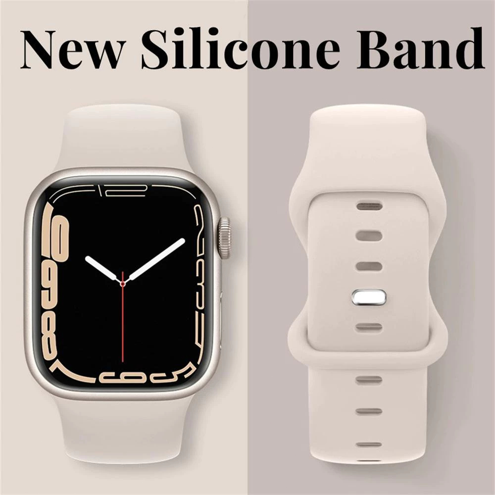 Double Buckle Silicone Watch Strap Band For iWatch S10/9/8/7/6/5/4/3/2 ...