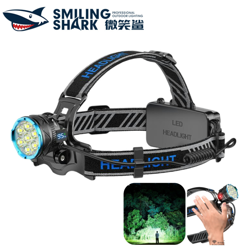 Smiling Shark TD0162 Headlight Super Bright 7*LED 8000LM With Induction ...