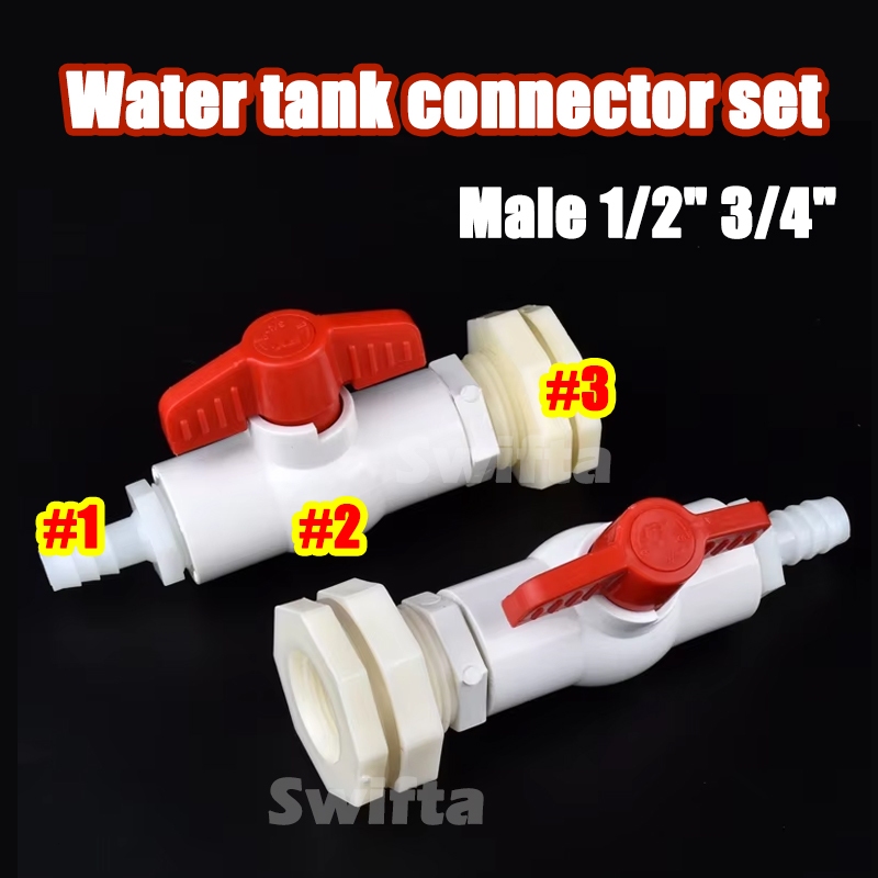 1/2" 3/4'' Water tank connector Aquarium fish tank Drainage intake ball ...