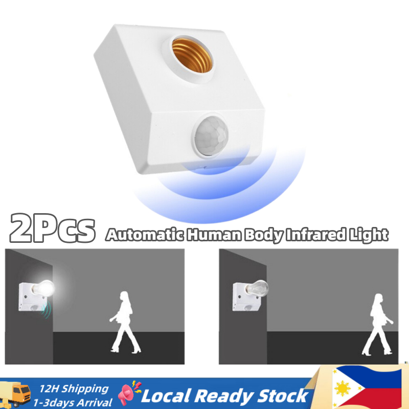 (Local Seller) 2PCS Automatic Human Body Infrared IR Sensor LED Bulb Light E27 Base PIR Motion ...
