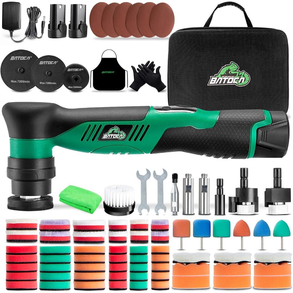 BATOCA S5 Cordless Car Buffer Polisher Kit 1 Inch 3 Inch Dual Action ...
