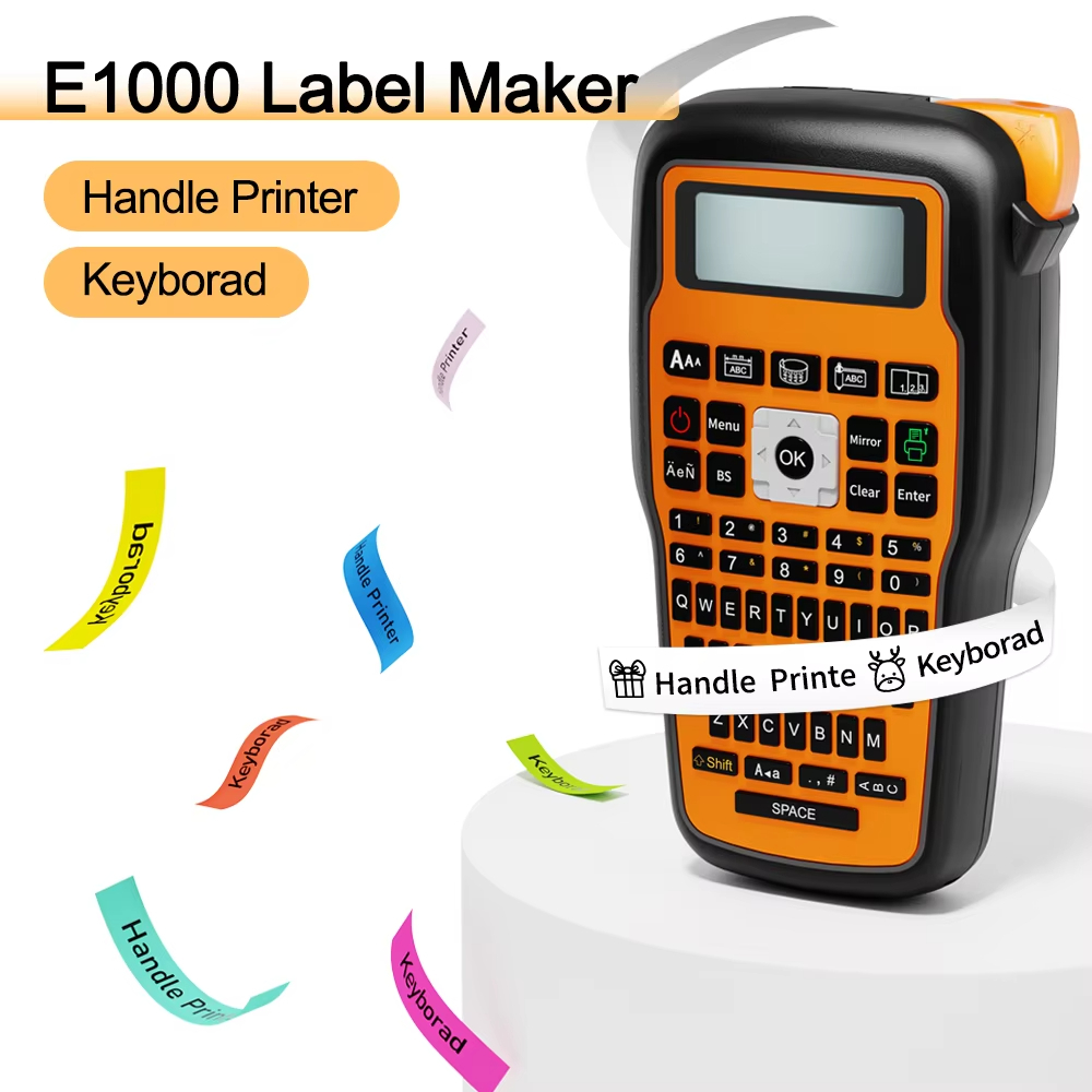 E1000 PRO Label Maker Printer TZ231 Label Maker Tape QWERTY Keyboard Symbols Industrial Printer ...