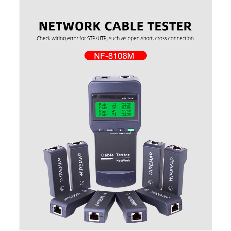 NOYAFA NF-8108M Digital Network LAN Cable Tester Meter RJ45 5E, 6E ...