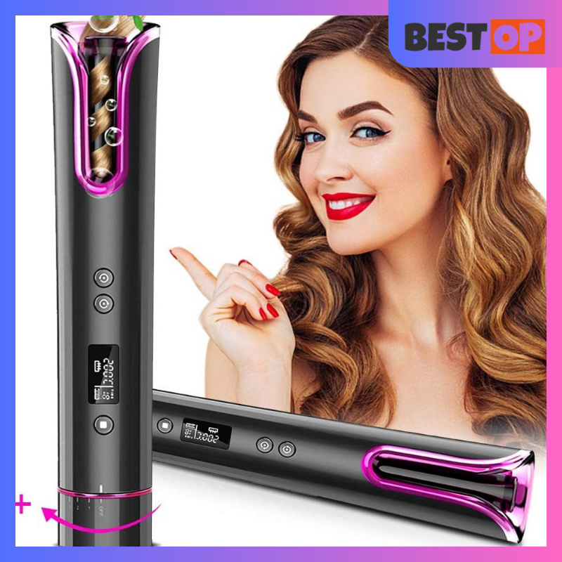 Portable Wireless Automatic Hair Curler Usb Rechargeable With LCD ...
