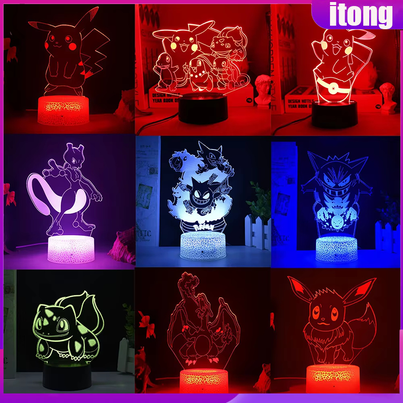 Pokemon Haunter Gastly 3D Lamp Anime LED Night Light USB 7 Colors ...