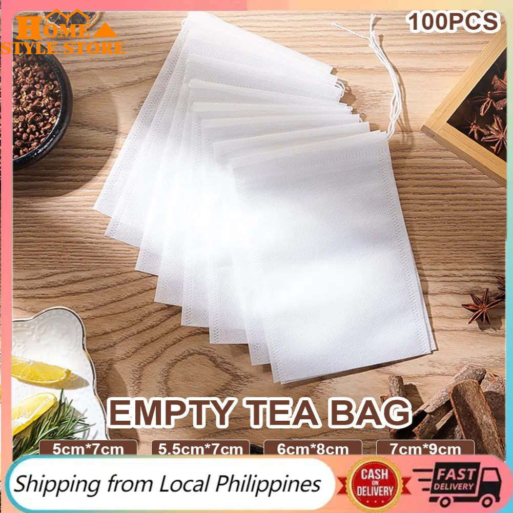 100pcs Empty Tea Bag Herb Drawstring Filter Empty Coffee Seasoning ...