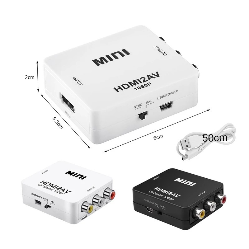 HD to AV (RCA) 1080P Mini AV2HDMI Converter RCA AV/CVSB L/R Adapter For ...