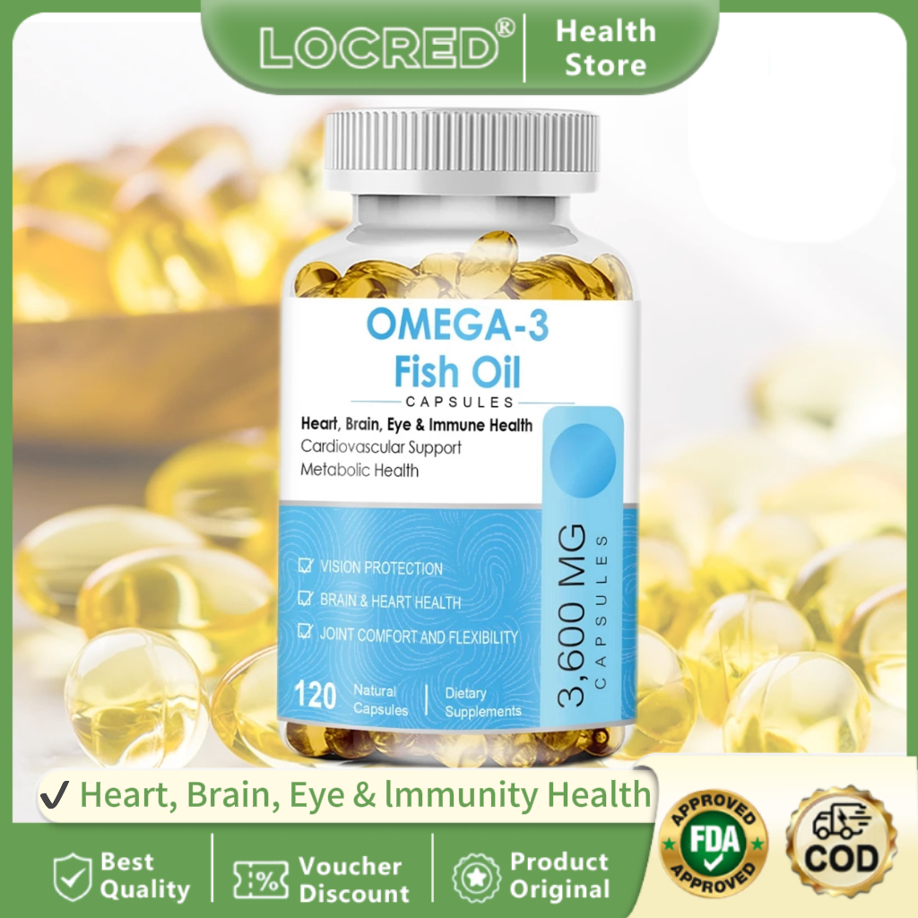 Omega 3 Fish Oil Capsules DHA & EPA Rich Supplement Eyes Heart Brain ...