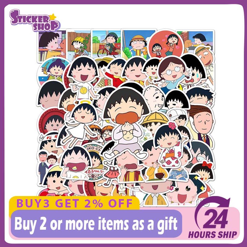 50pcs Chibi Maruko-chan Anime Sticker Luggage Scooter Waterproof ...