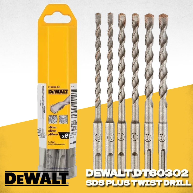 Drill Bit DEWALT DT60302 SDS Plus Twists Drills 6 Piece Sets 6MM 8MM ...