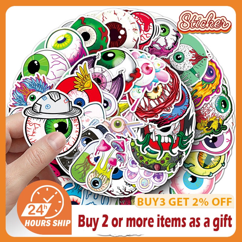 50PCS Eyeballs Sticker Gothic Graffiti DIY Laptop Bicycle Guitar ...