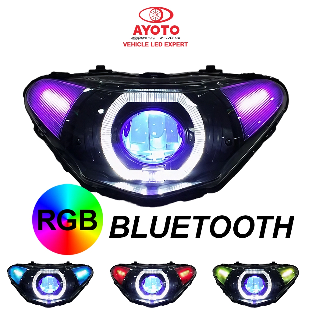AYOTO led headlight assembly RGB color bluetooth 3 mode beam for mio ...