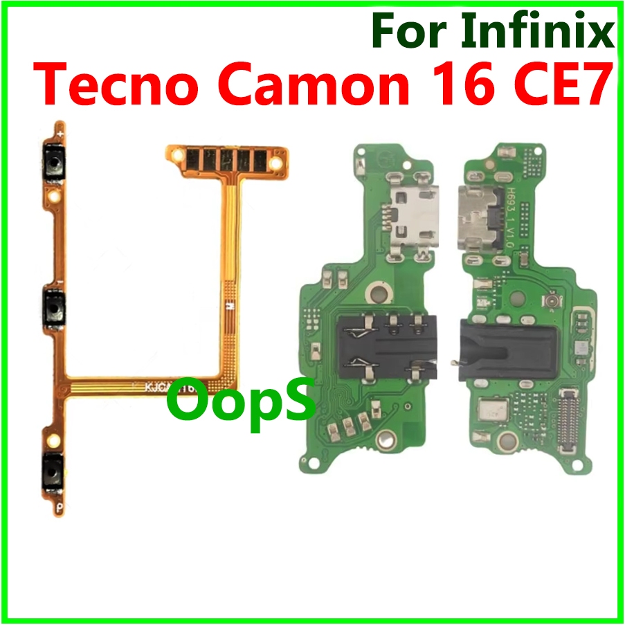 For Tecno Camon 16 CE7 Power Volume Flex Button Switch USB Charging ...