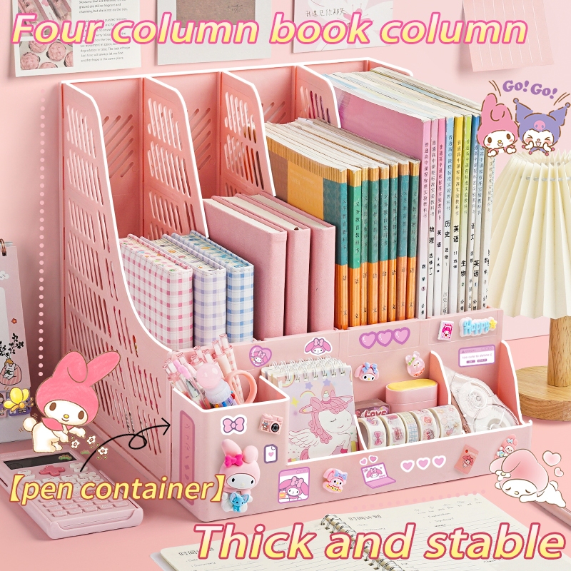 Office File Holder 4 Column File Storage Pink with Pen Holder Multi ...