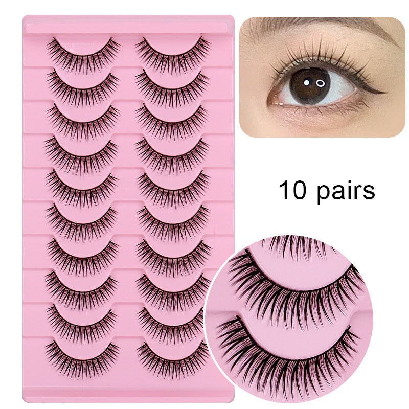 10 Pairs 3D Thick Faux Mink Lashes Natural Look Crisscross Messy Short ...
