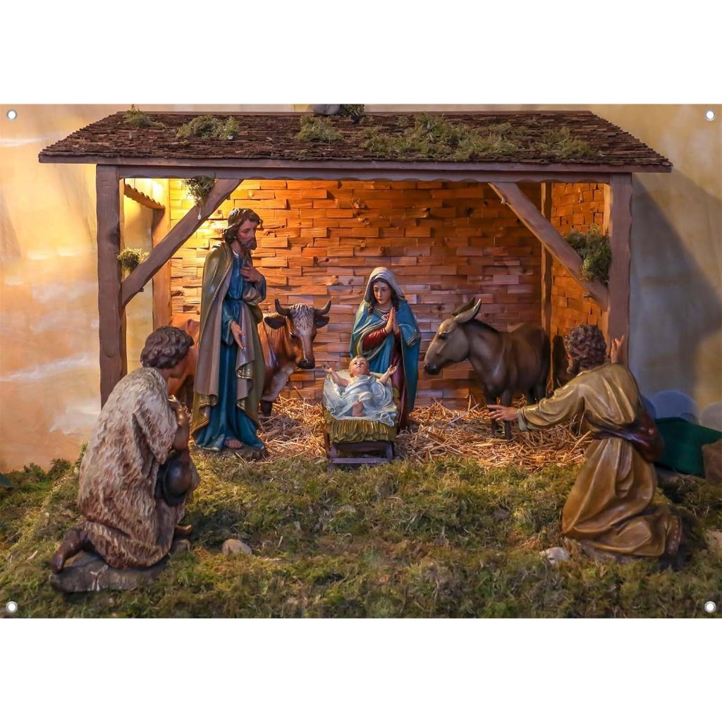7x5ft Christmas Manger Backdrops Banner Birth of Jesus Photography ...