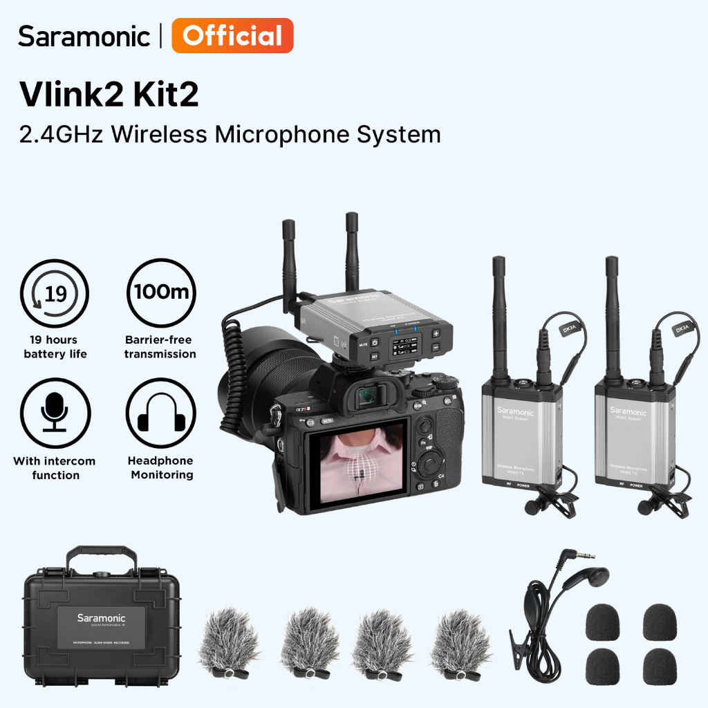 Saramonic Vlink2 2.4GHz Wireless Microphone System for DSLR, Mirrorless ...
