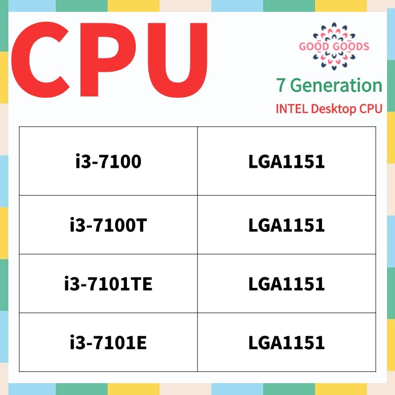 i3-7100 i3-7100T i3-7101TE i3-7101E 7th generation INTEL Core Desktop ...