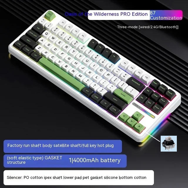 AULA F87Pro/F87 Mechanical Keyboard,Tri-Mode 2.4G/Wired/BT Wireless Keyboard,87 Key RGB PBT ...