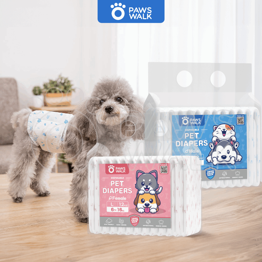 PawsWalk Male Dog Diaper Pet Wraps Diaper Female Diapers XXS XS S M L ...