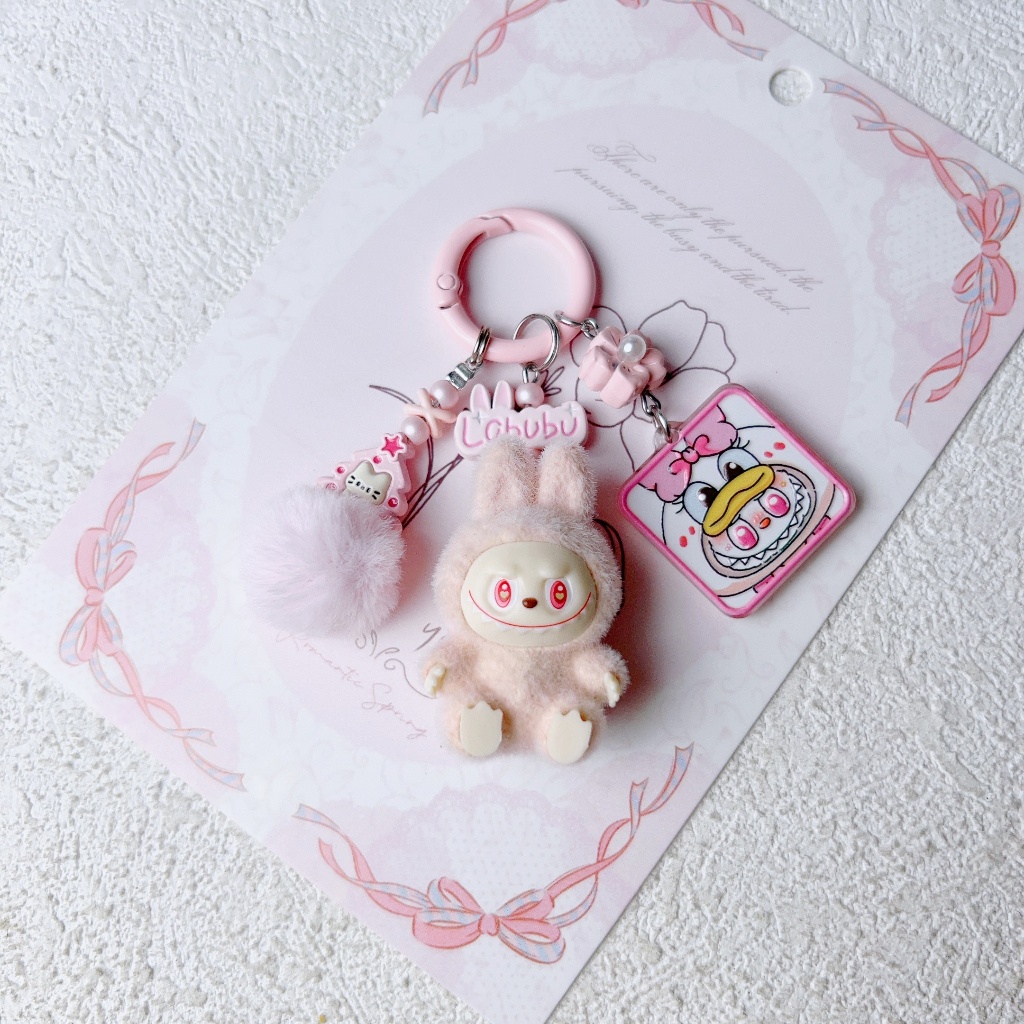 LABUBU V2 Key Chains With Plush Doll Penant Key buckle （No Pop Mart ...