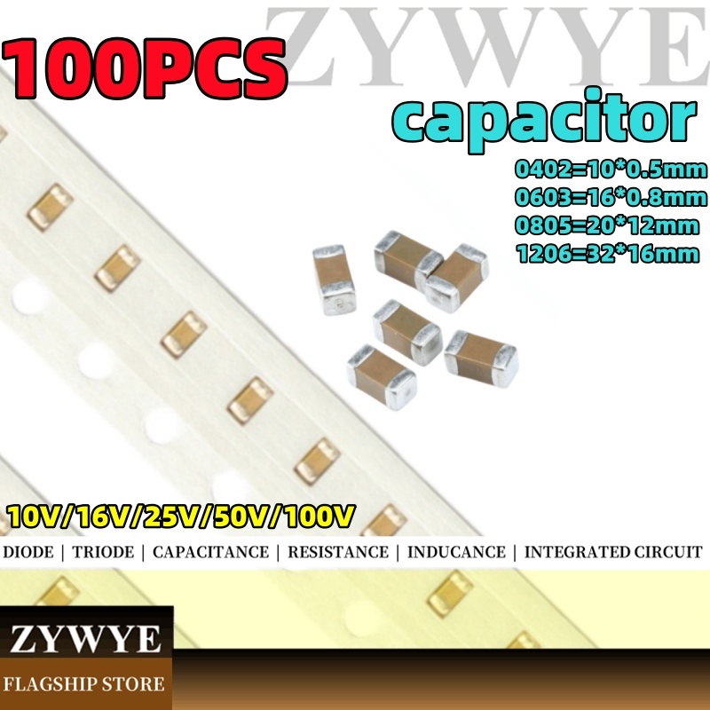 100pcs Capacitor 0402 0603 0805 1206 Chip Capacitor 12PF 15P 30PF 150PF 200PF-330PF 1NF 10NF ...
