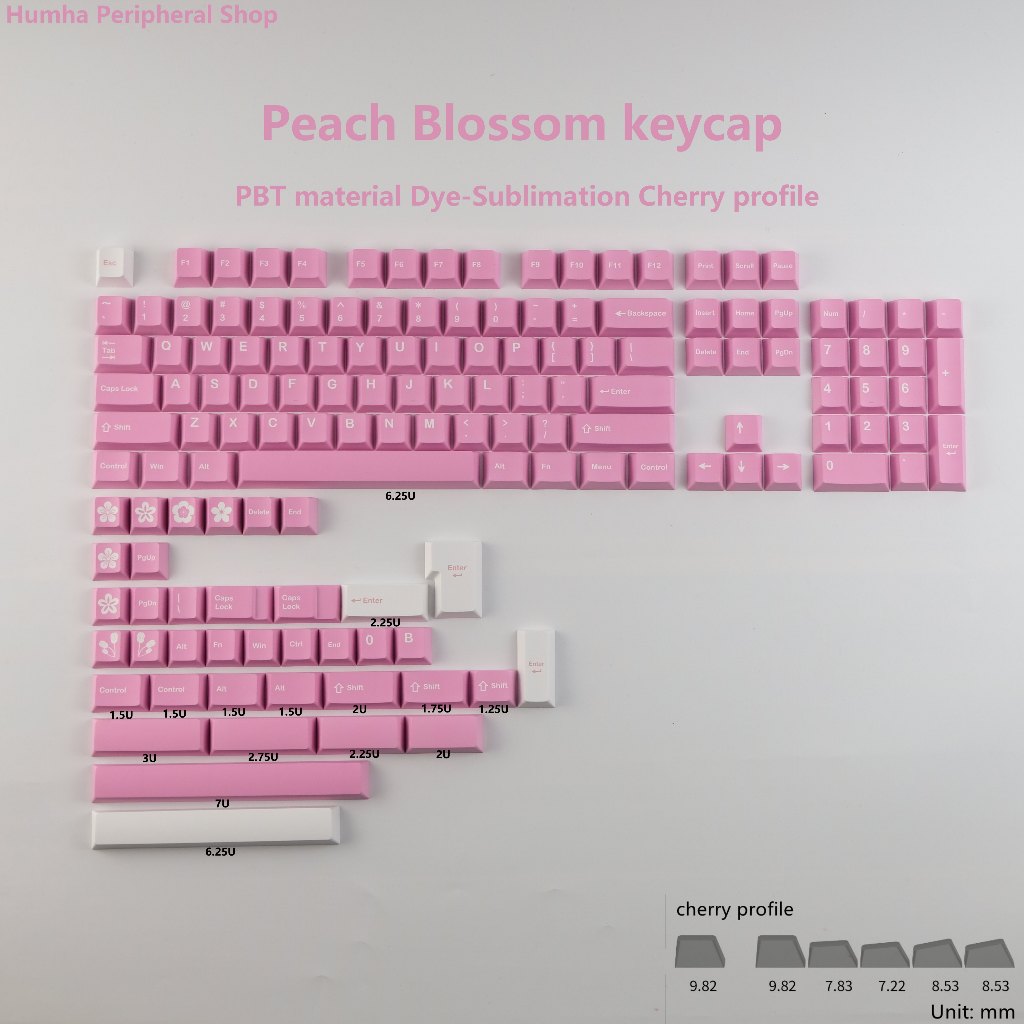 Humha Peach Blossom keycap PBT material Dye-Sublimation Cherry profile ...