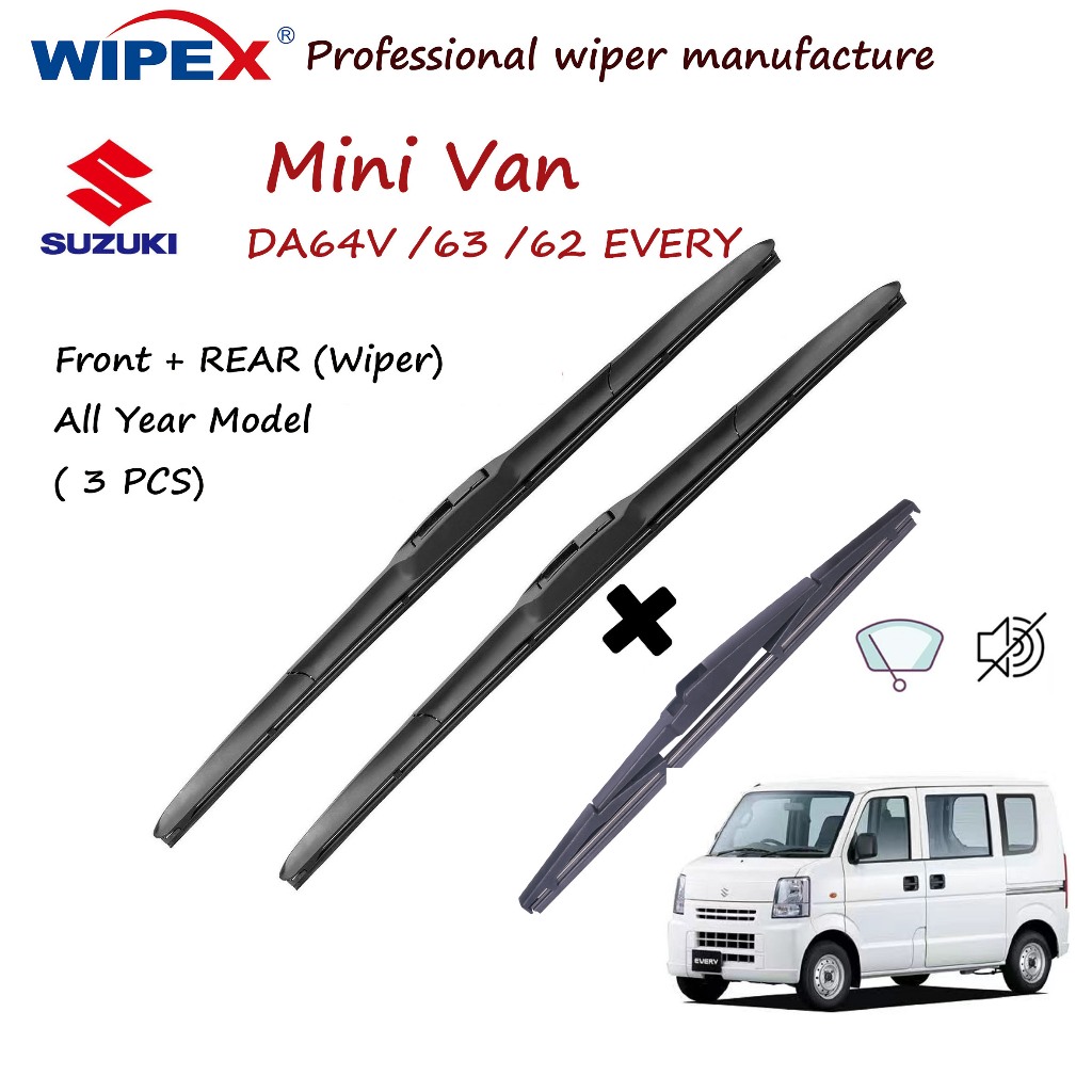 (Front+Rear 3pcs) Suzuki Mini Van Wiper Blade Set for DA64V DA64W DA63T ...