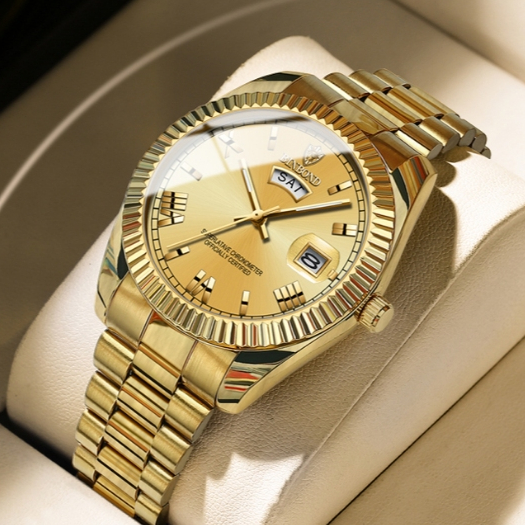 BINBOND Gold Watch For Men Waterproof Original Relo Calendar Stainless ...