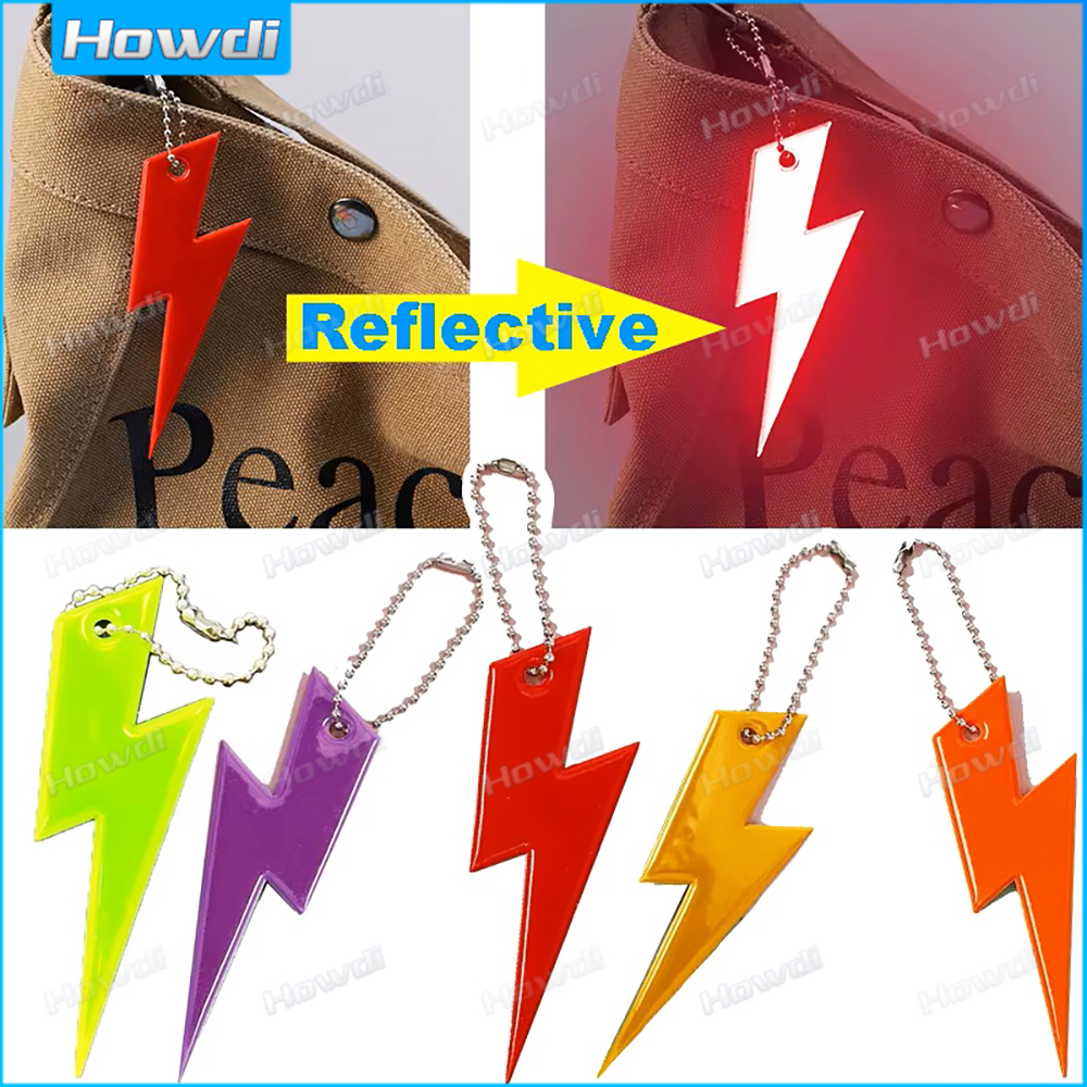 Reflective Keychain Lightning Shape Reflective Pendant Key Ring Bags ...