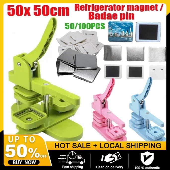 50x50mm Square Refrigerator Badge Machine with 100set Magnets Supplies ...