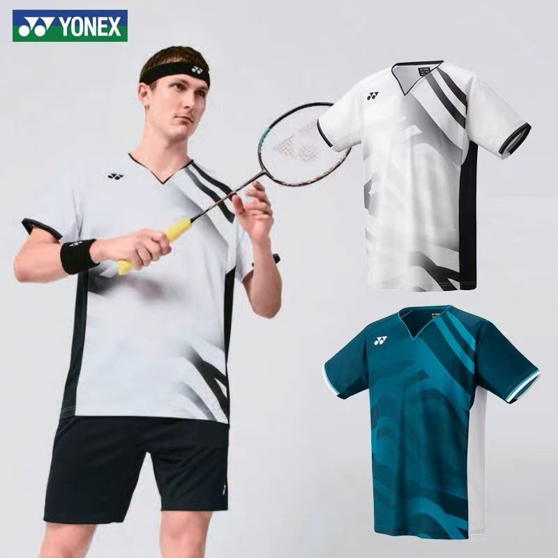YONEX badminton shirt, men's and women's short sleeved competition suit, sports training quick ...