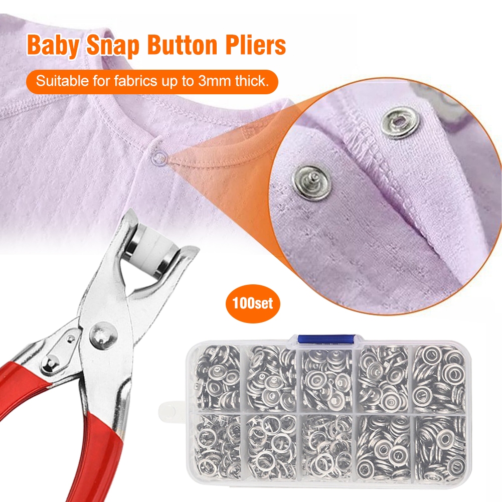 100 Pcs Snap Button Pliersn Set tools with storage box Metal Snap ...