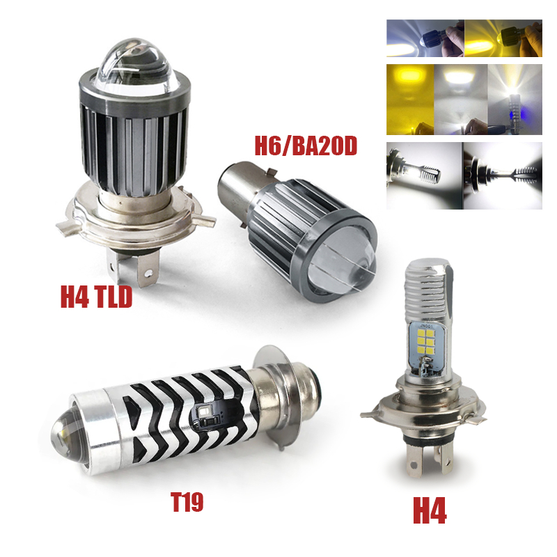 Motorcycle T19 / H4 LED Headlight Bulb W/Parklight Universal High and ...